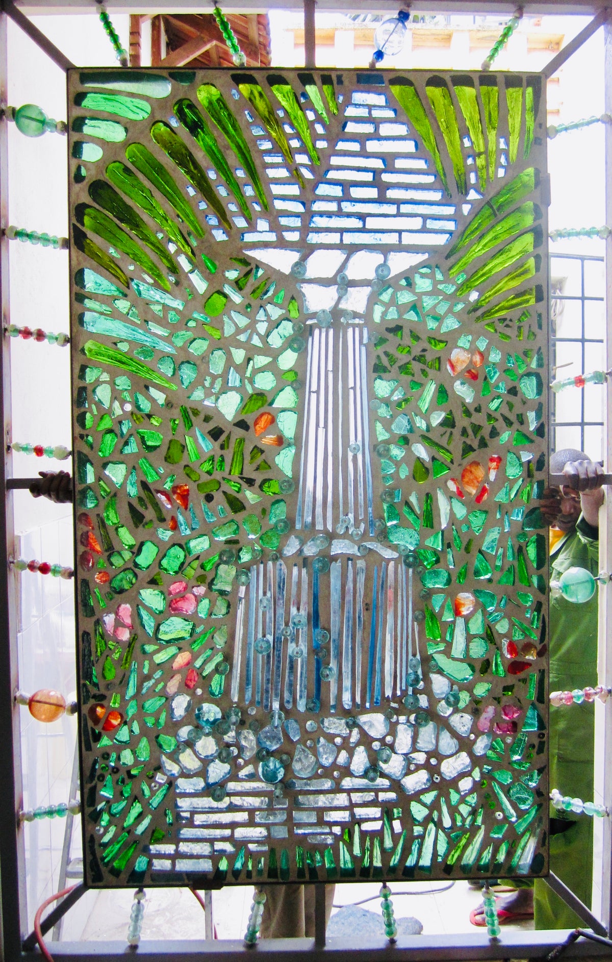 Dalle de Verre 'Waterfall' panel ~ 1.8 x 1m– Kitengela Glass