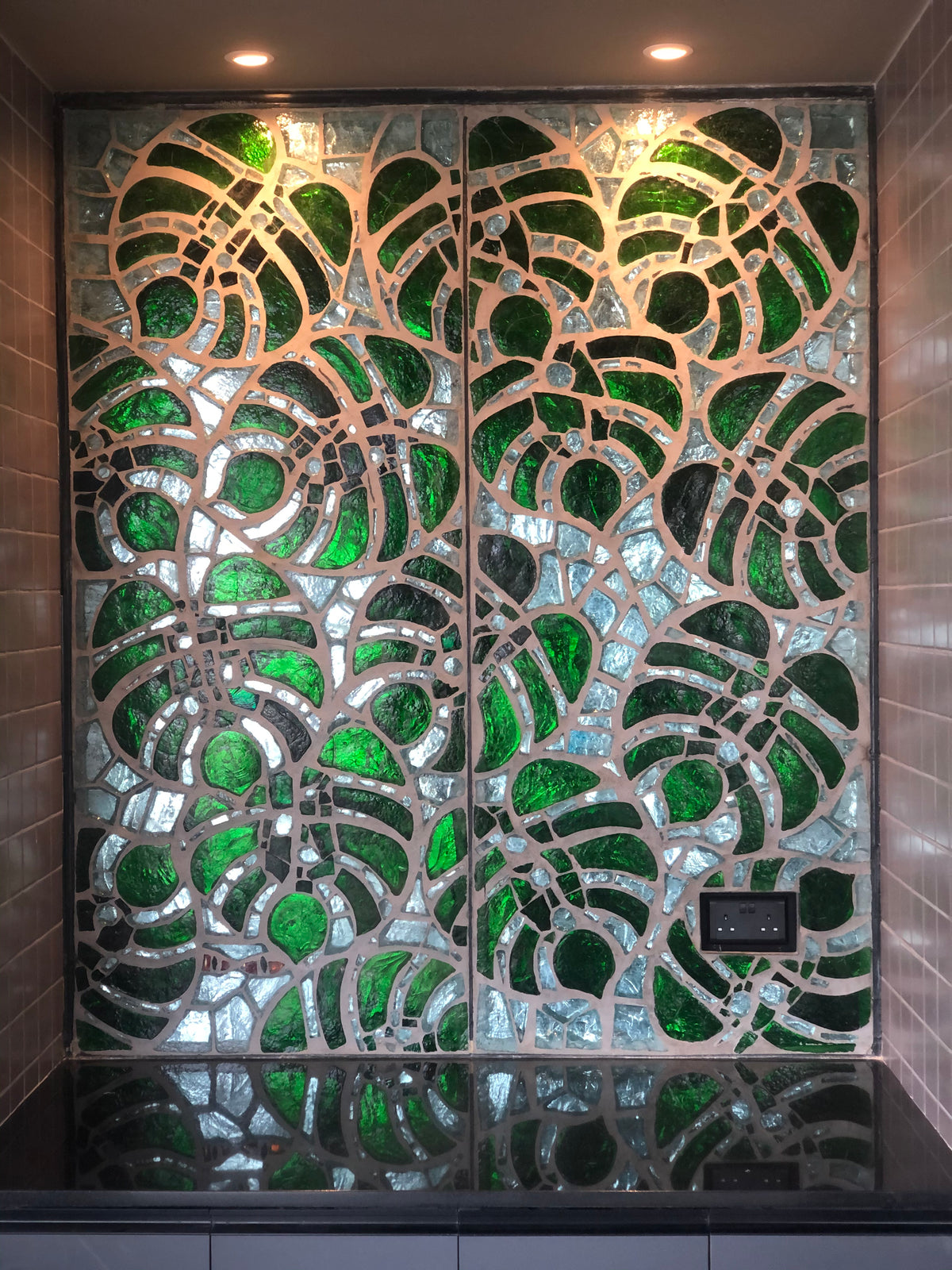 Dalle de Verre 'Monstera' panel ~ 1.75 x 7m– Kitengela Glass