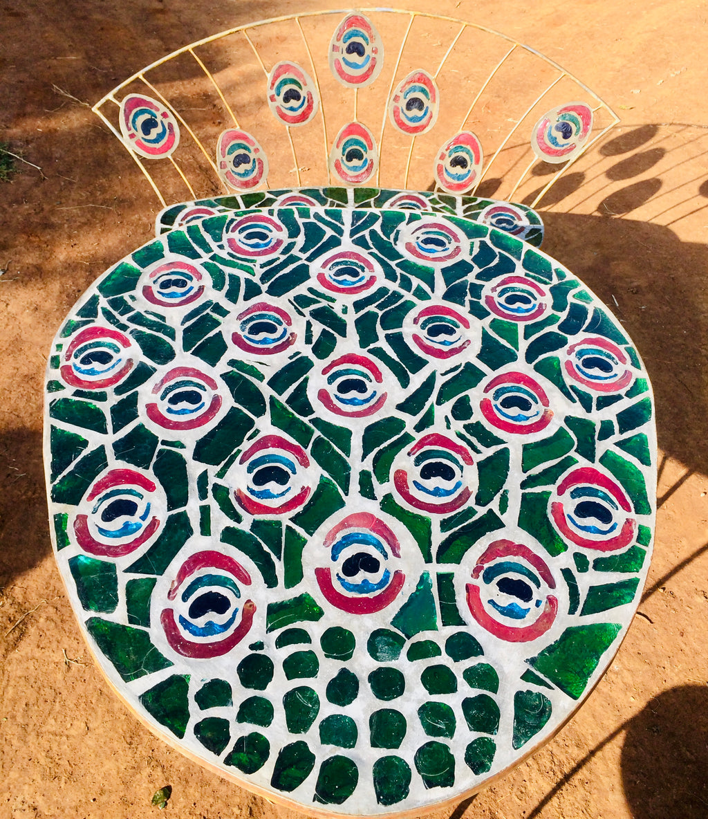 Dalle De Verre table & chair set - 'Peacock'– Kitengela Glass