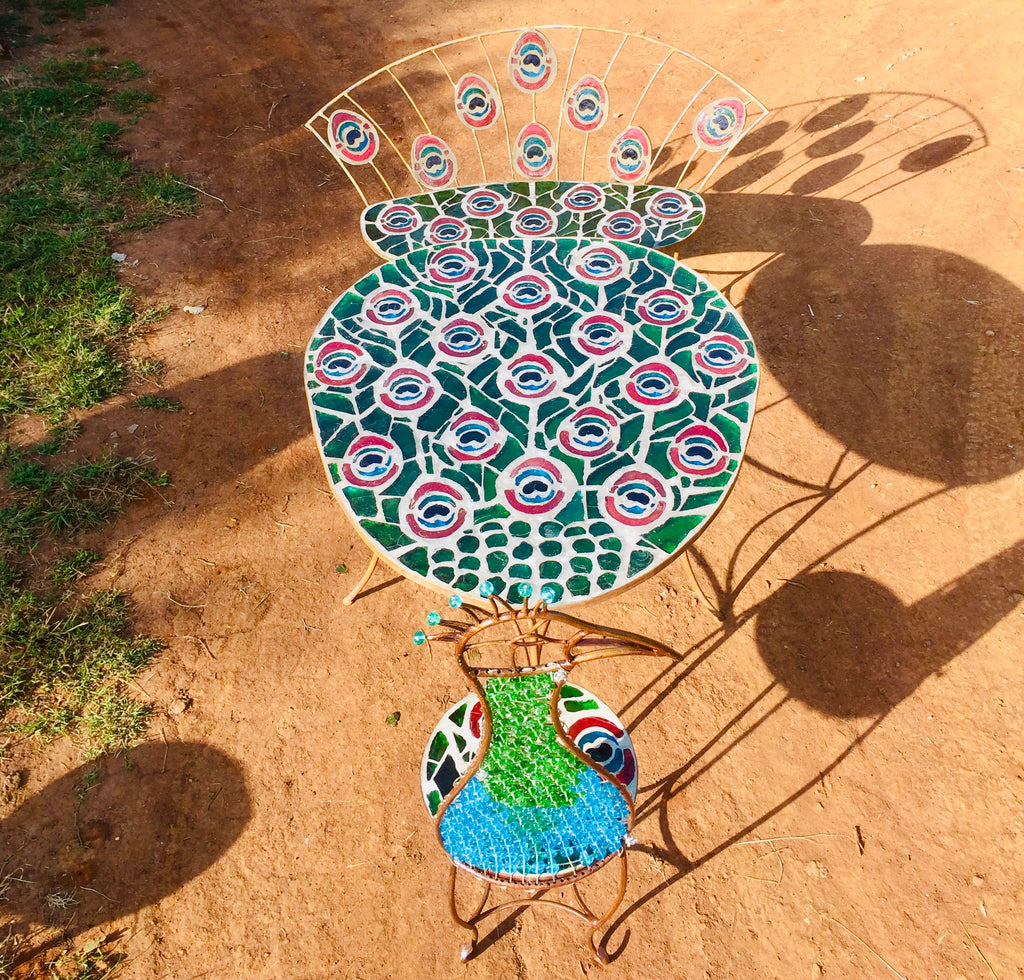 Dalle De Verre table & chair set - 'Peacock'– Kitengela Glass