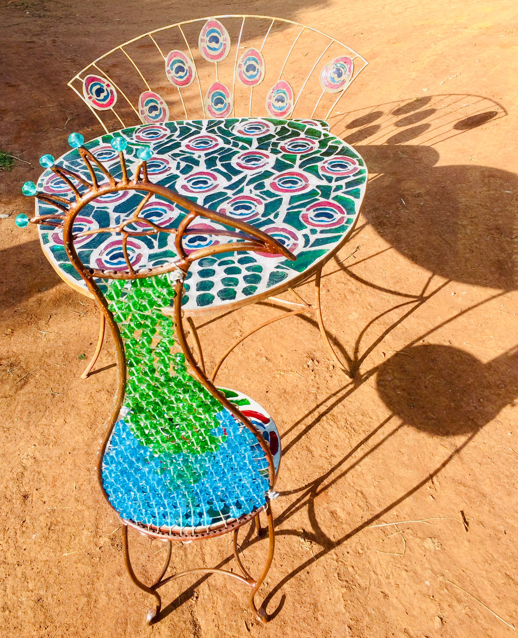Dalle De Verre table & chair set - 'Peacock'– Kitengela Glass