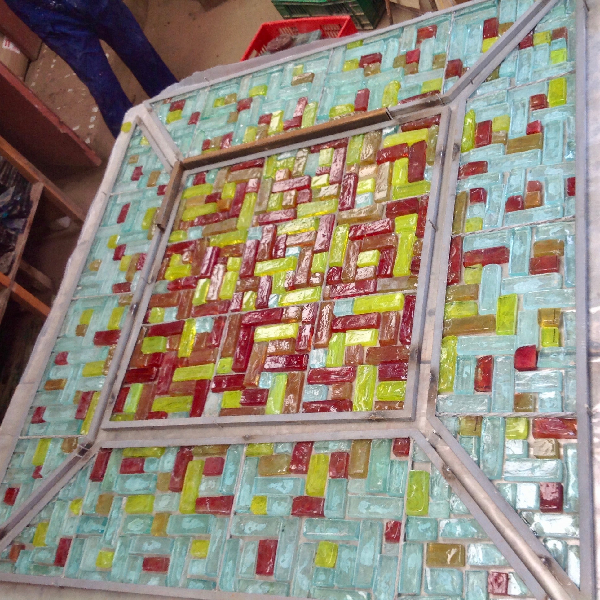 Dalle de Verre 'Blockset' 2 panels ~ 2.4m square – Kitengela Glass